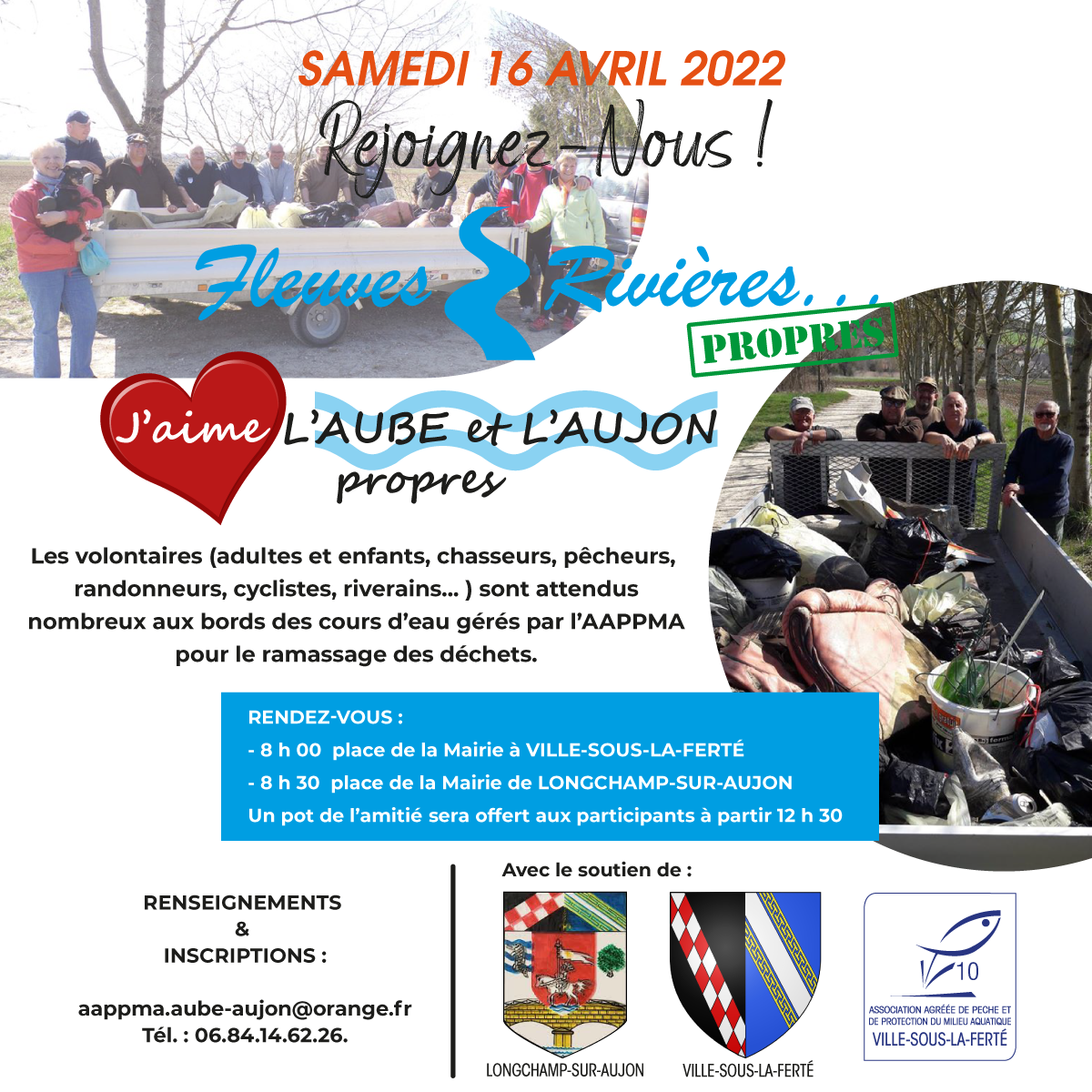 Journée d’action « l’Aube et l’Aujon propres » le 16 avril – Longchamp ...